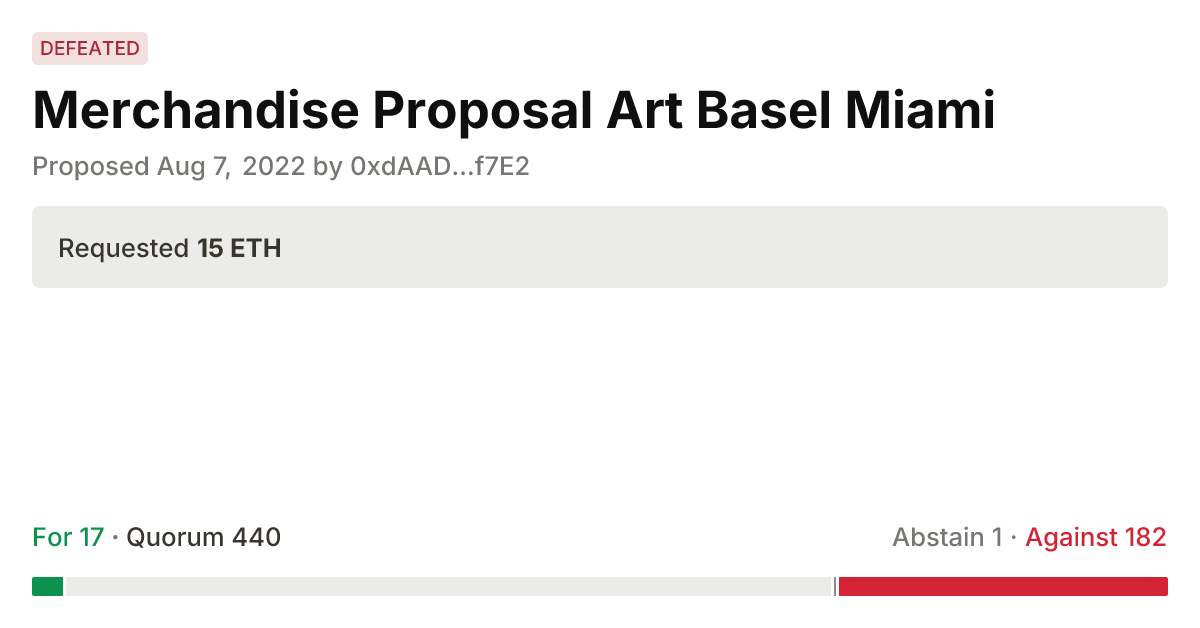 Merchandise Proposal Art Basel Miami (Prop 33) - Lil Nouns Camp
